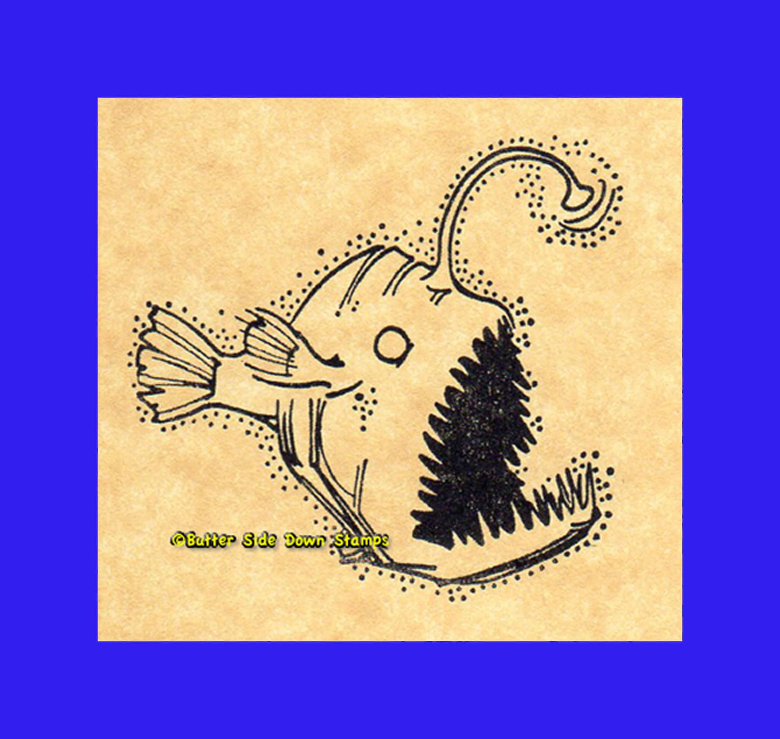 Anglerfish Deep Sea Fish Rubber Stamp - Etsy