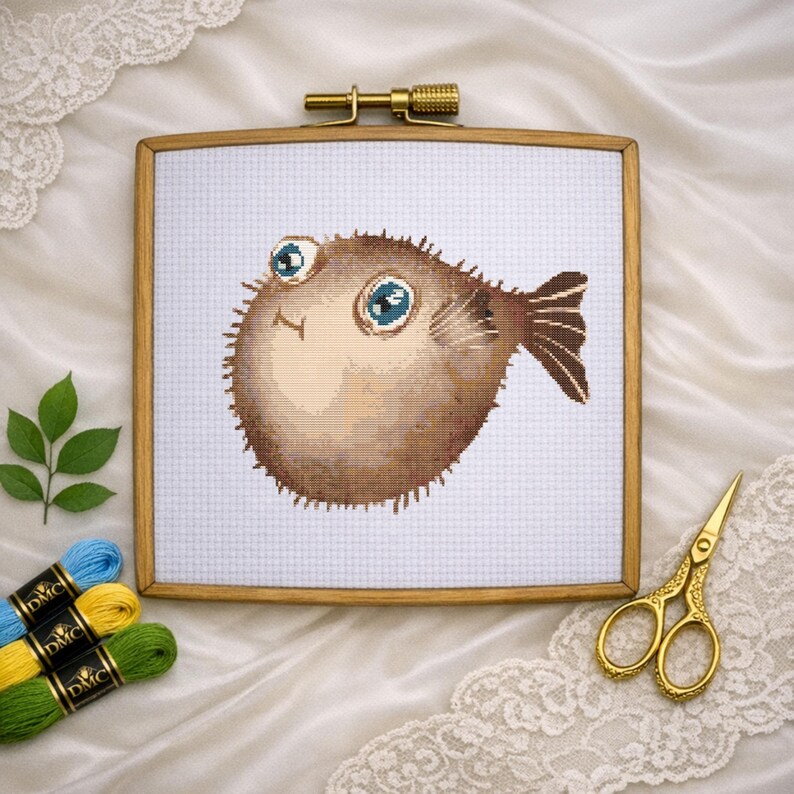 Sir Puffington Puffer Fish Cross Stitch Pattern (PDF Download) - Etsy UK