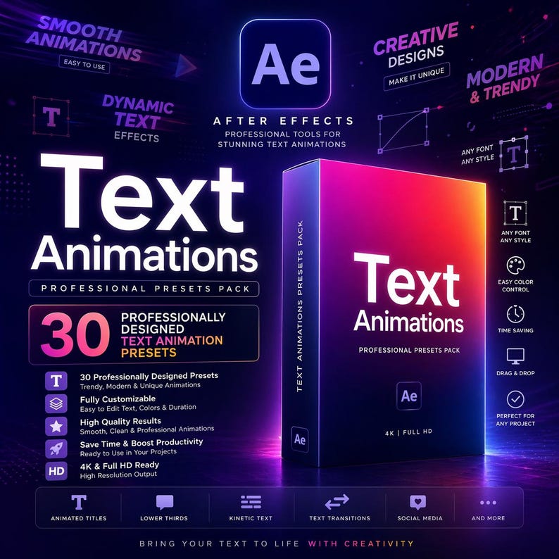 Text Animations Presets Pack for After Effects | Modern Dynamic ...