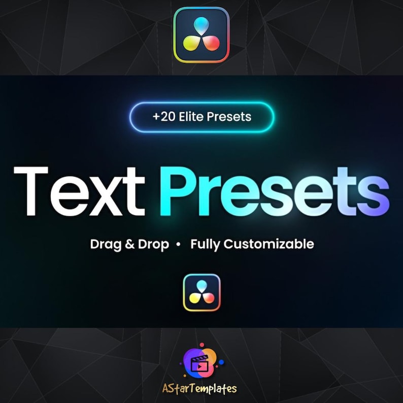 20 Dynamic Text Animation Presets for Davinci Resolve 19 (social Media ...