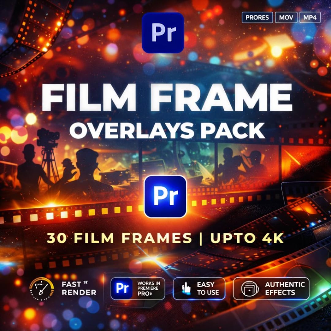 Premiere Pro Film Frame Overlay Pack 4K Vintage Kodak Border Cinematic ...
