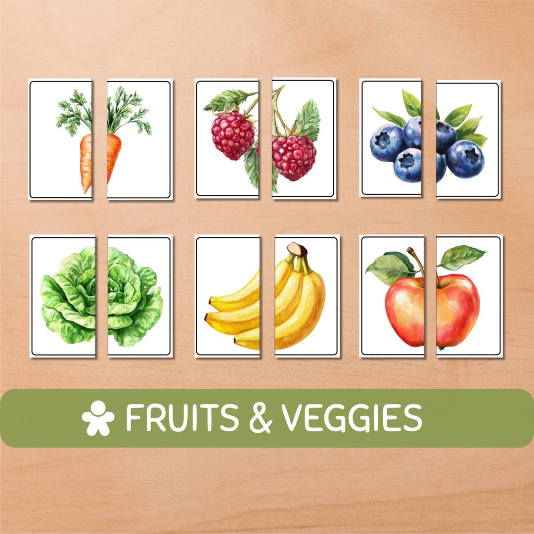 30 Printable Matching Cards- Food Association Game Toddlers- Fruits ...