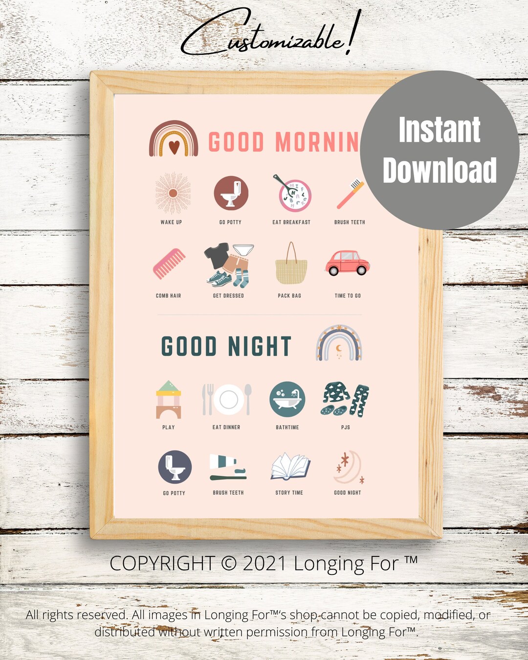 Boho Printable Toddler Routine Chart for Kids, Boho-themed, Llama ...