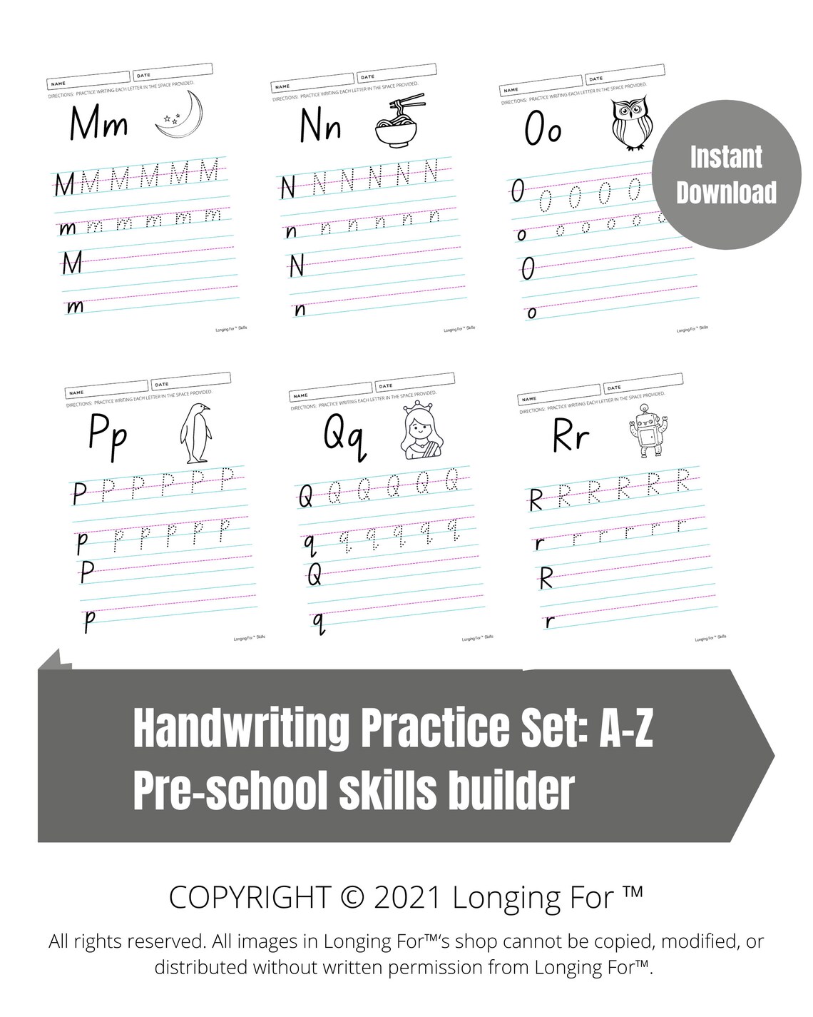 Printable Practice Handwriting Sheet for Kids, Pre-school Skills ...