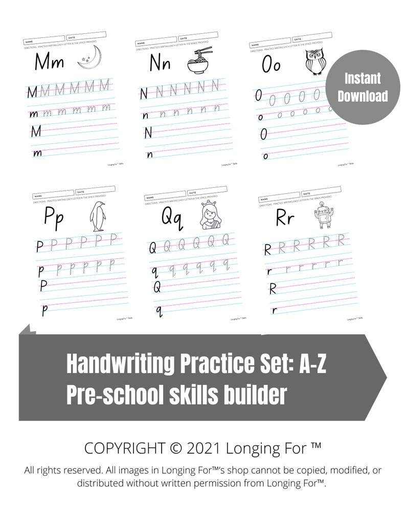 Printable Practice Handwriting Sheet for Kids, Pre-school Skills ...