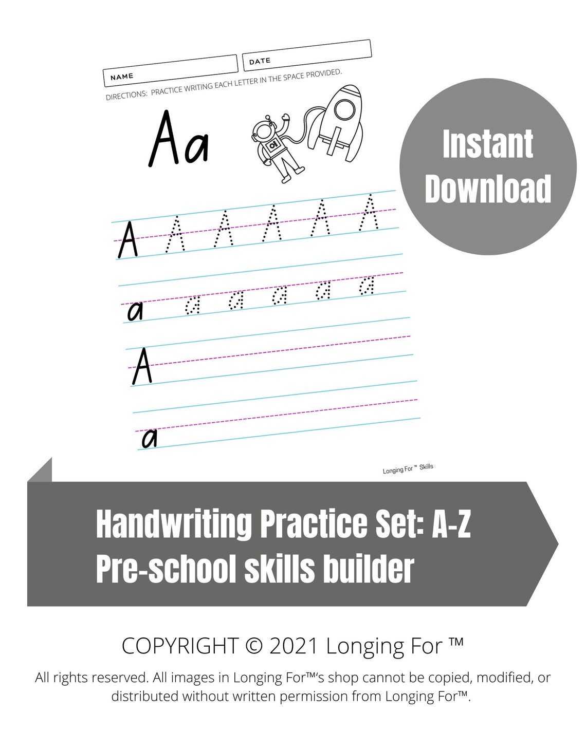 Printable Practice Handwriting Sheet for Kids, Pre-school Skills ...
