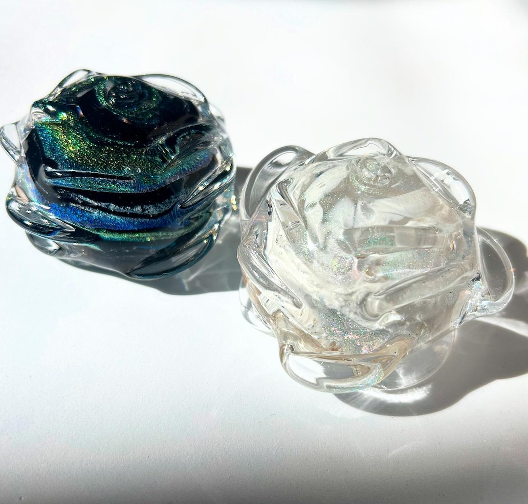 Memorial Glass (2) Flowers, Ashes in Glass, Ashes Keepsake, Memorial ...