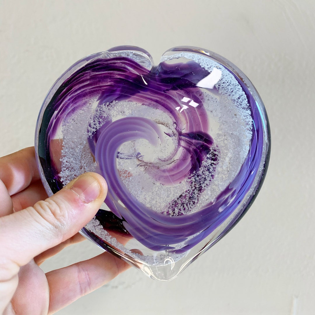 Memorial Glass Heart / Heart Cremation Glass / Heart Keepsake Glass ...