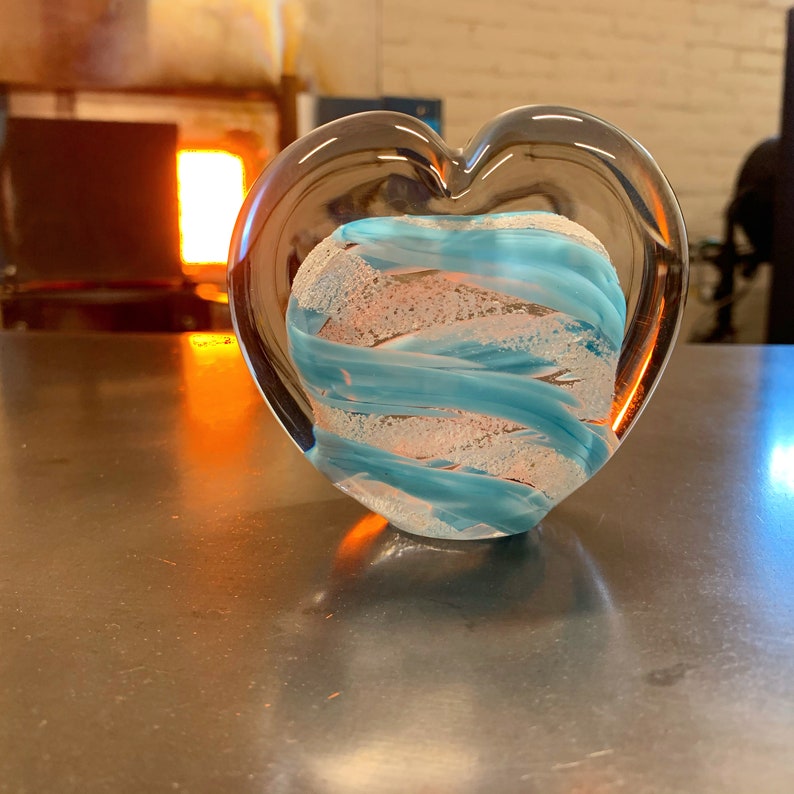 Ashes Keepsake Standing Heart, Ashes Glass Memorial, Heart Memorial ...