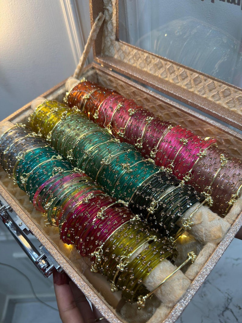 Kashmiri Ghungroo Glass Bangles Set, Multicolor Indian Jewelry (vanity ...