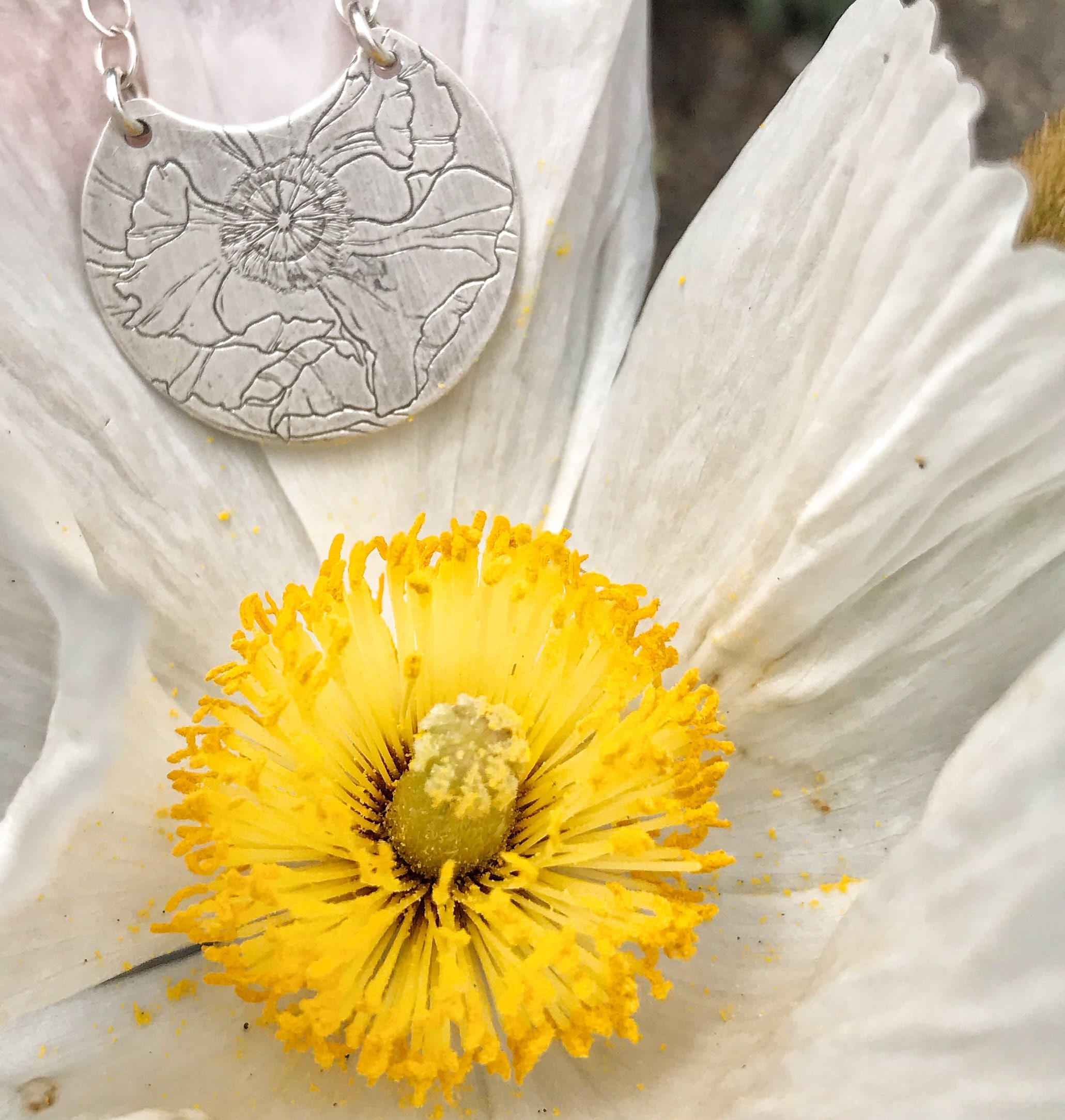 Poppy Necklace Poppy Pendant Poppy Flower Neckalce - Etsy