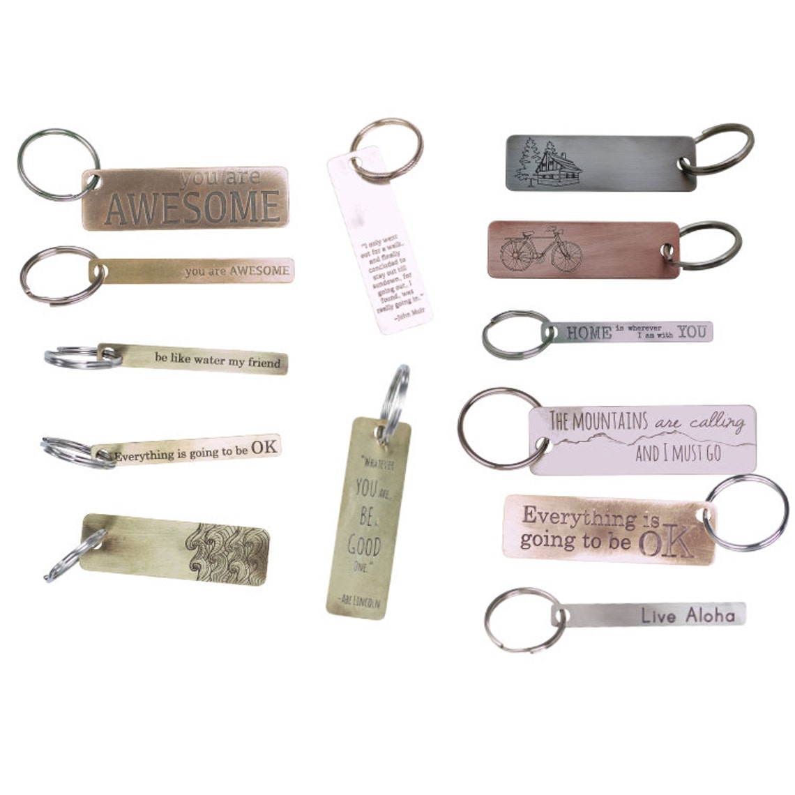 Keychains Text Keychains Everything is Going to Be OK - Etsy
