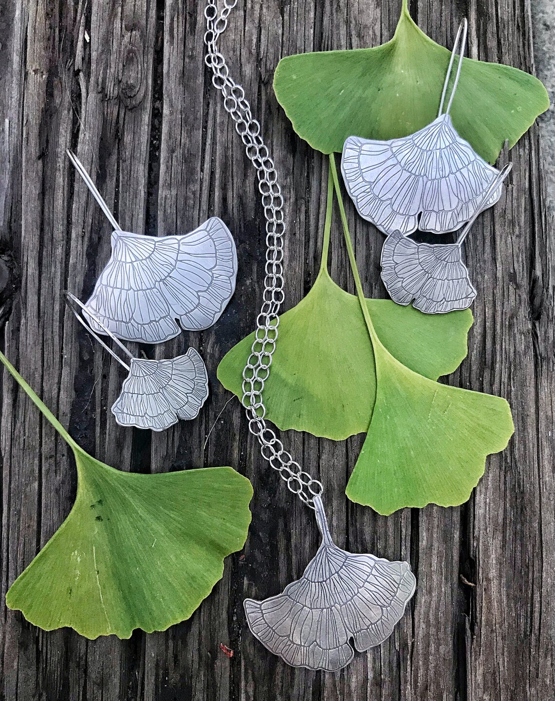 Gingko Earrings, Gingko Jewelry, Gingko Necklace, Gingko Dangle ...