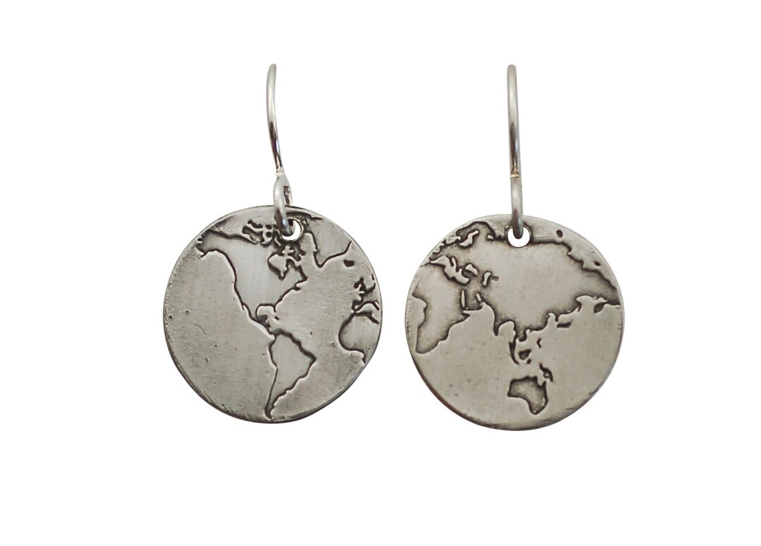 World Map Sterling Earrings - Etsy