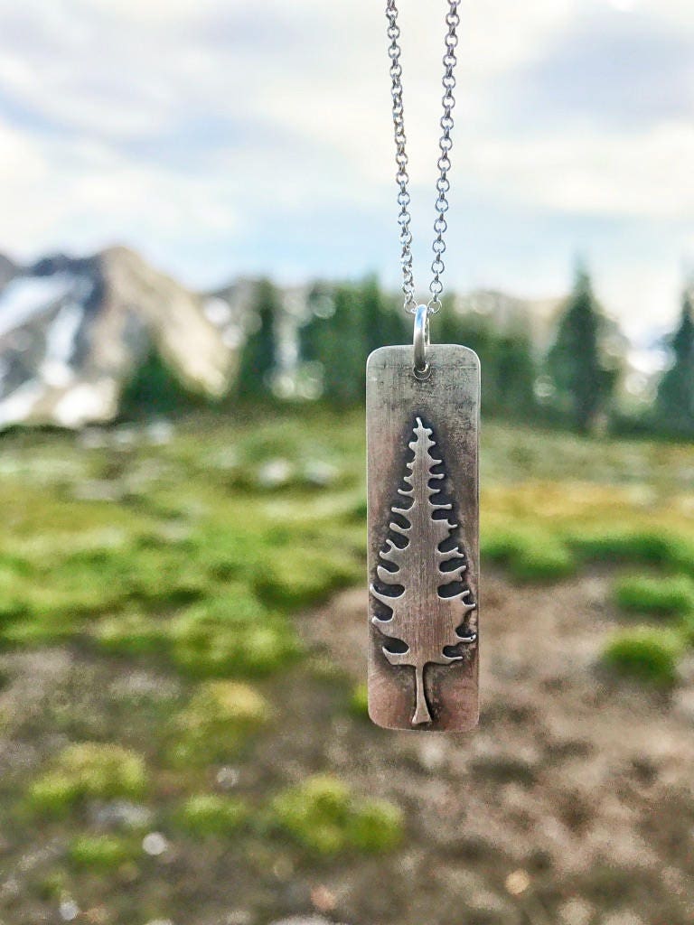 Lone Pine Silver Necklace, Redwood Necklace, Silver Tree Necklace - Etsy
