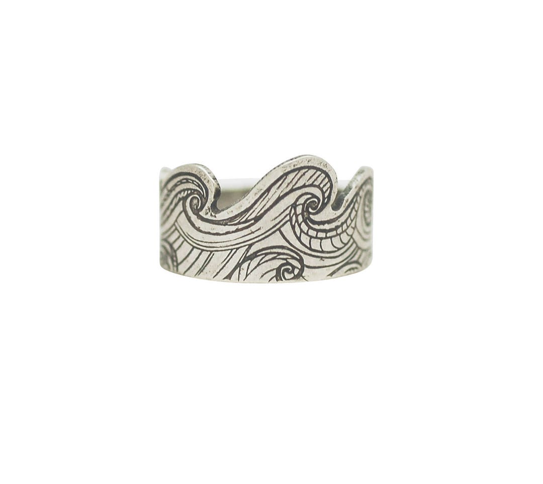 Wave Ring, Wave Pattern Ring, Ocean Jewelry, Beach Jewelry, Ocean Ring ...