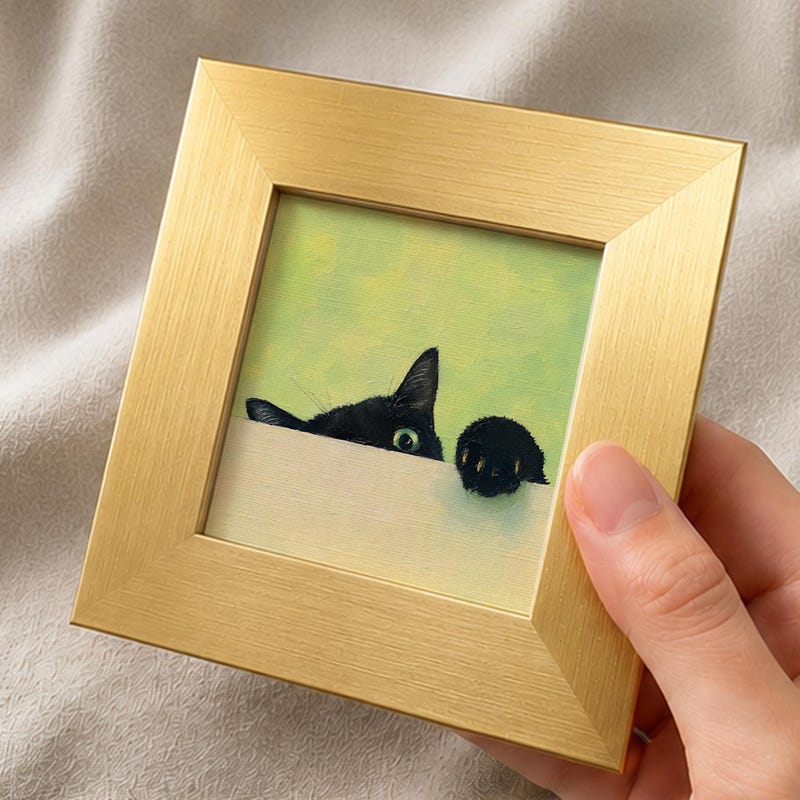 Miniature Canvas Art Cat - Etsy