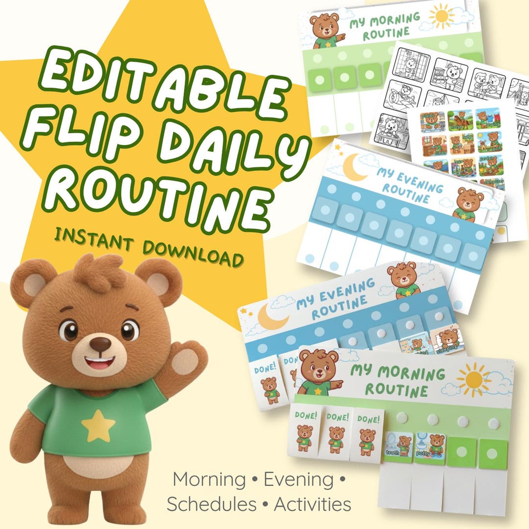 Editable Flip Routine Chart for Toddlers (morning/evening Schedule) - Etsy