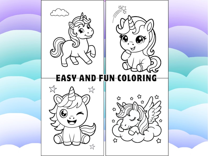 Unicorn Coloring Pages for Toddlers Ages 2–5 | Cute Printable PDF ...