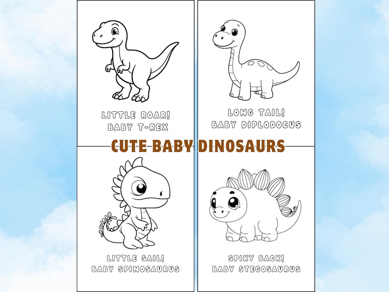 Dinosaur Coloring Pages for Toddlers Ages 2–5 | Printable PDF | Easy ...