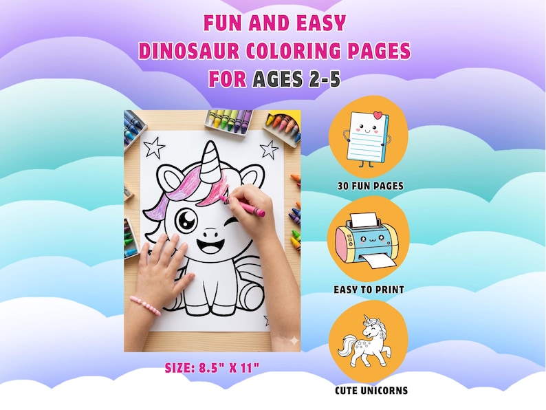 Unicorn Coloring Pages for Toddlers Ages 2–5 | Cute Printable PDF ...