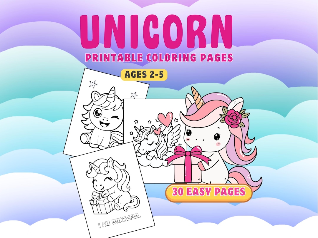 Unicorn Coloring Pages for Toddlers Ages 2–5 | Cute Printable PDF ...