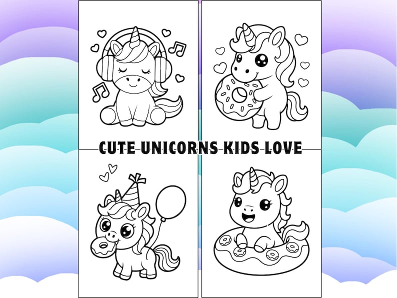 Unicorn Coloring Pages for Toddlers Ages 2–5 | Cute Printable PDF ...