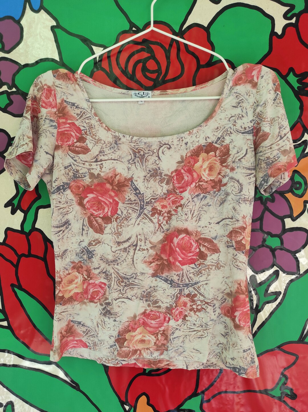 Y2k Roses Blouse//vintage Floral Blouse - Etsy