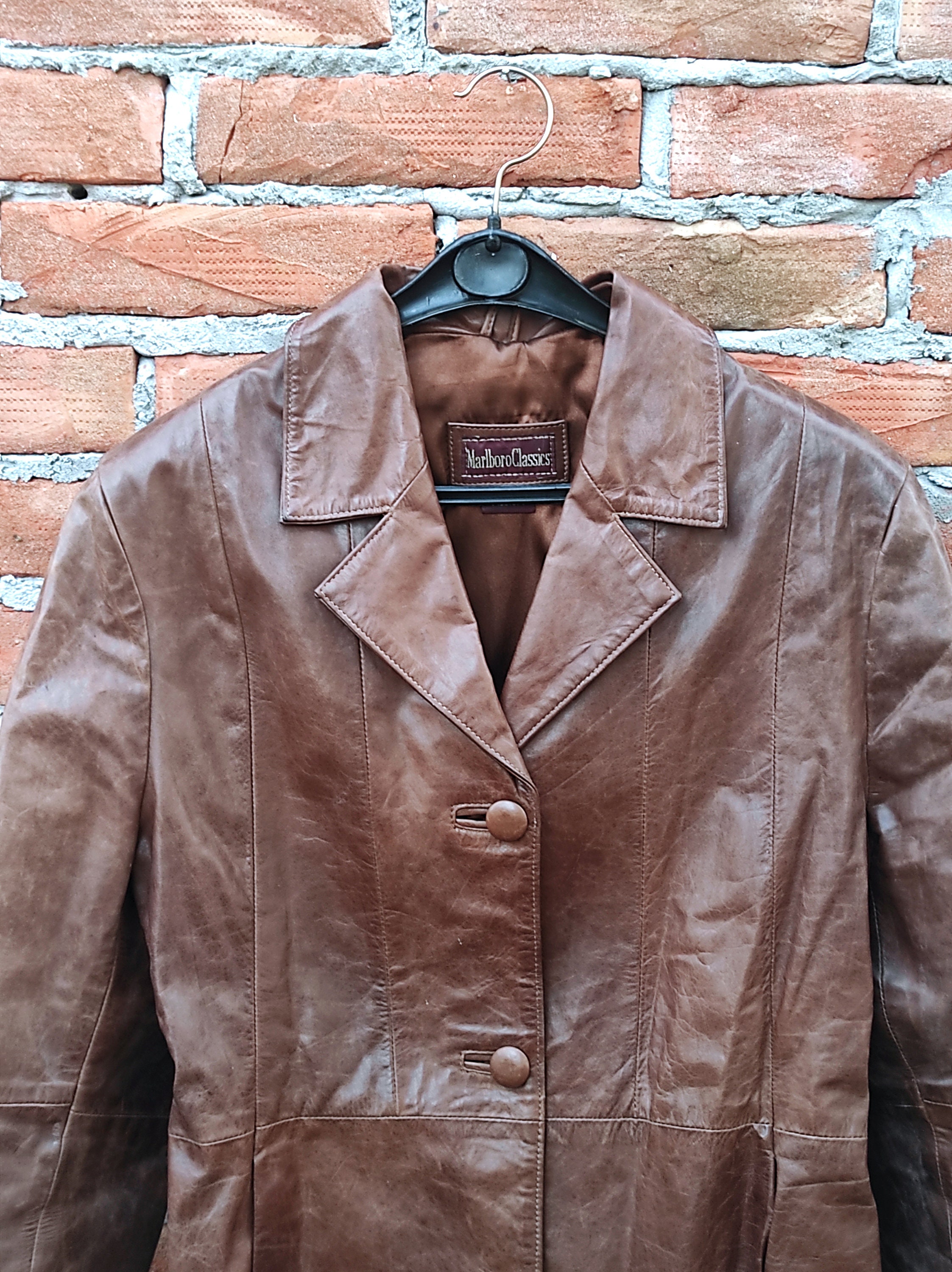 Vintage Marlboro Classics Brown Leather Jacket - Etsy