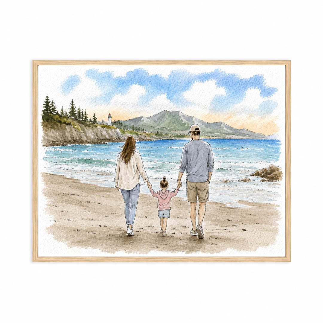 Personalized Family Portrait From Photo | Watercolor Family Artwork ...