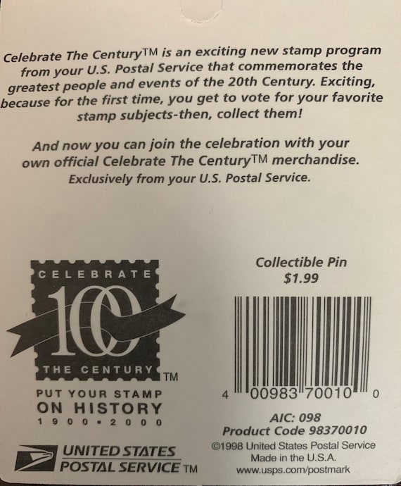 USPS Celebrate the Century Collectible Stamp Pin Vint… - Gem