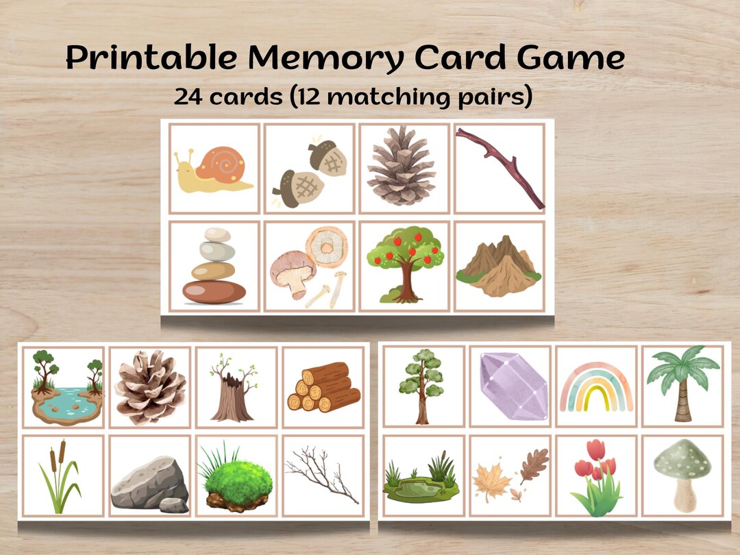 Printable Nature Memory Game for Kids – Preschool Matching Cards ...