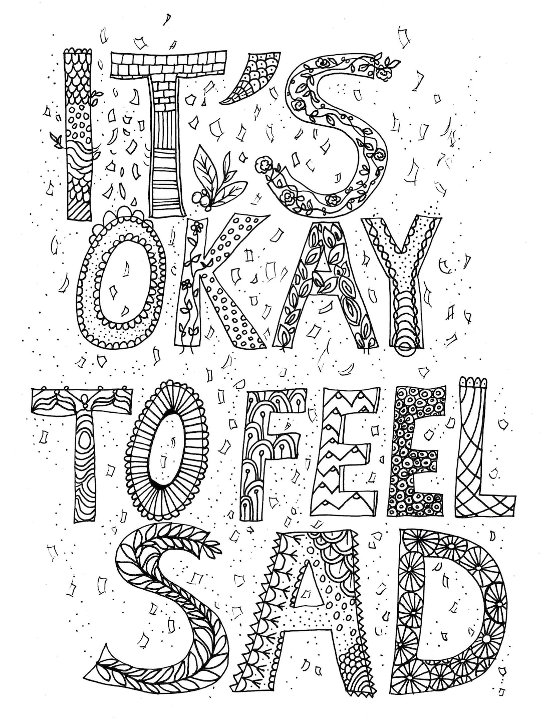 It's Ok to Feel Sad Printable Color in Mindful Colouring to Help Relax ...