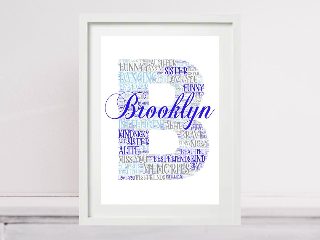 Personalised Name Print, Baby Name Print, Initial Word Wall Art Frame ...