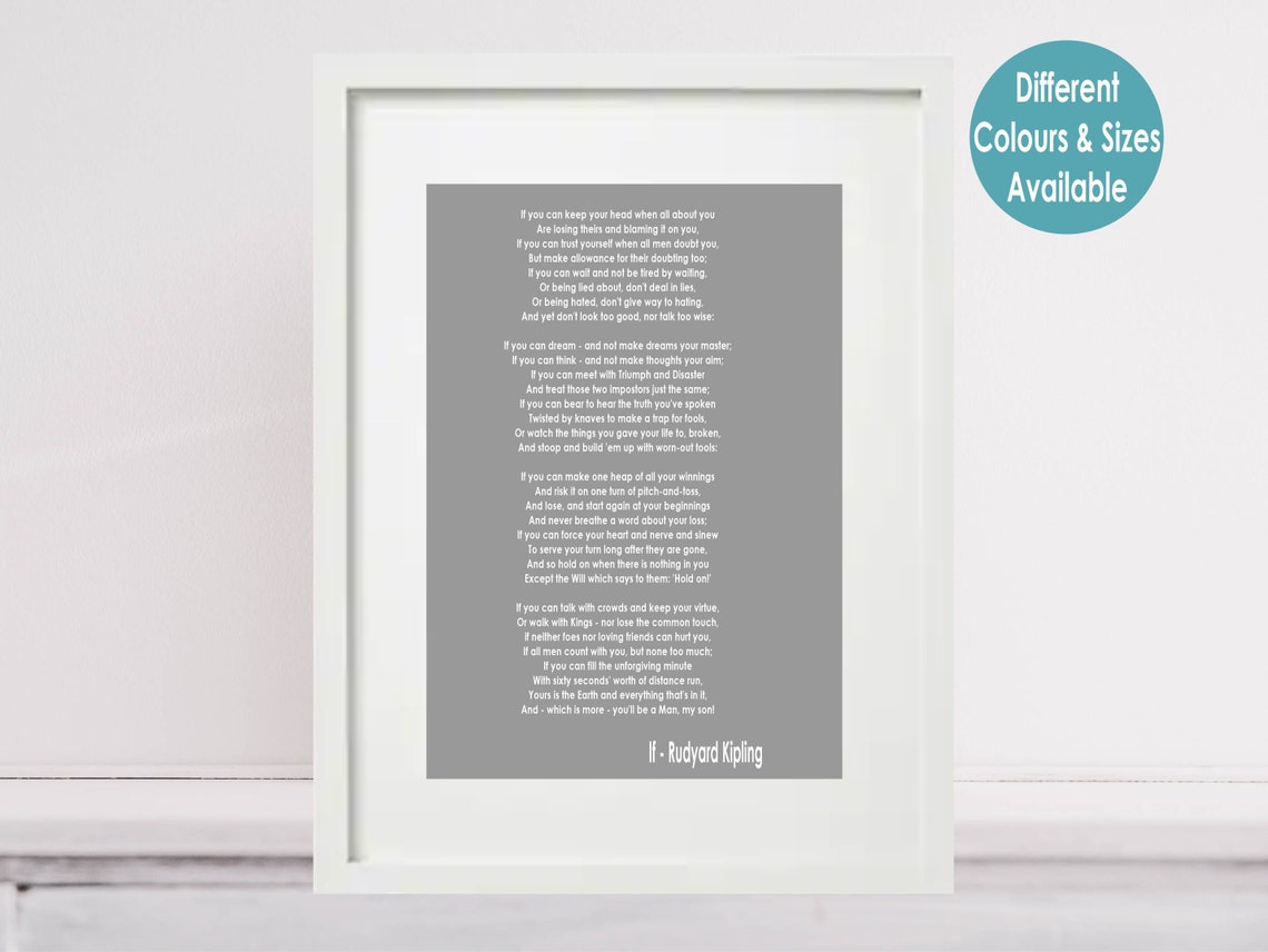 IF RUDYARD KIPLING Poetry Poem Quote Verse Quotes - Etsy