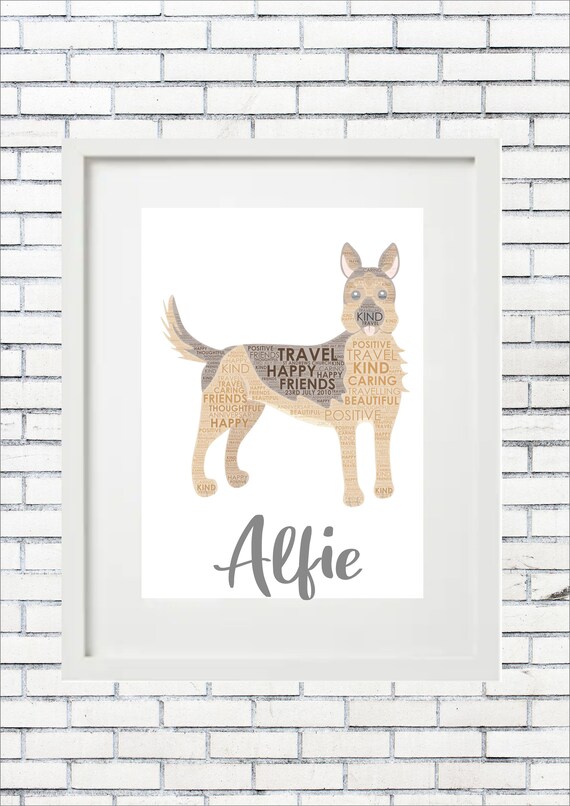 Personalised Word Cloud GERMAN SHEPHERD Gift Spaniel Keepsake | Etsy