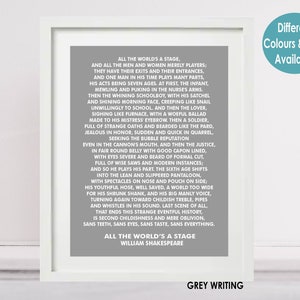All the World's A Stage William Shakespeare Poetry Poem - Etsy