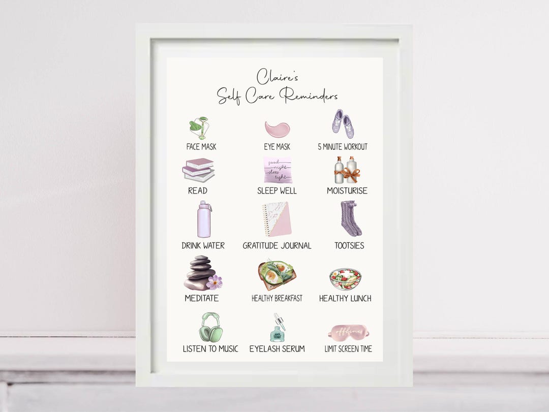 Self Care Wellbeing Poster Gentle Reminders Positive Prompt Digital ...