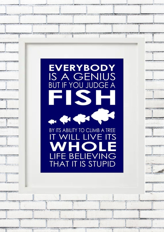 Everybody is A Genius Albert Einstein Wall Unframed Poster - Etsy UK