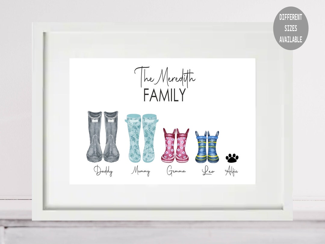 Wellie Boot Print Fully Custom Welly Boots Print for Family - Etsy UK