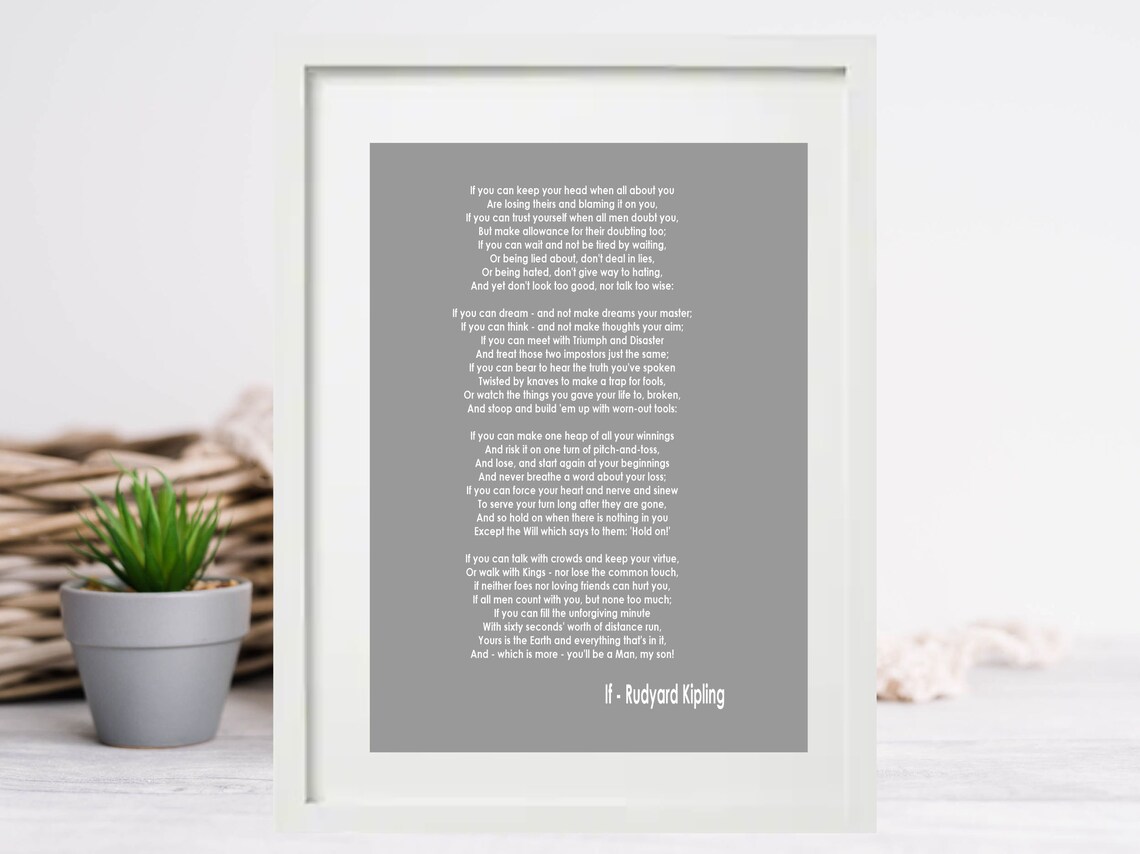 IF RUDYARD KIPLING Poetry Poem Quote Verse Quotes | Etsy
