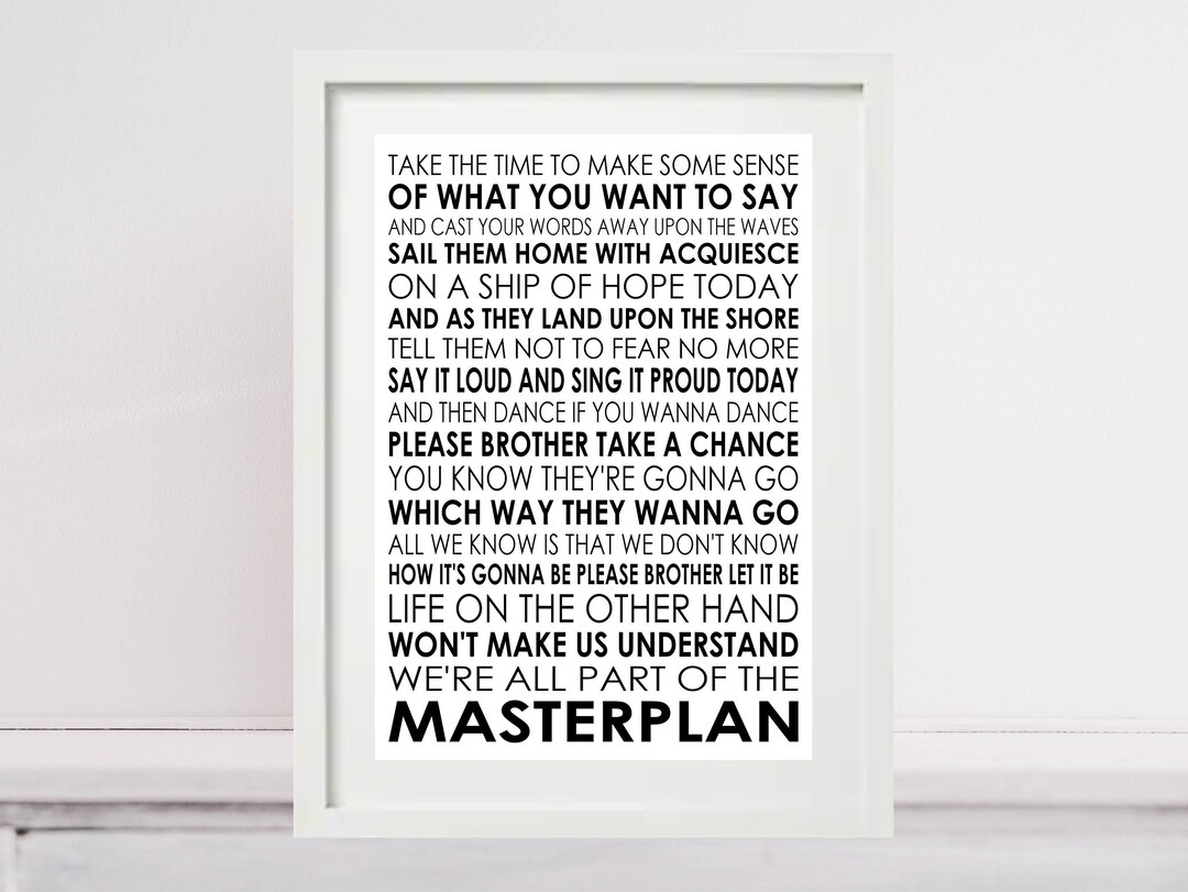 OASIS - Masterplan - Lyrics Poster - Etsy