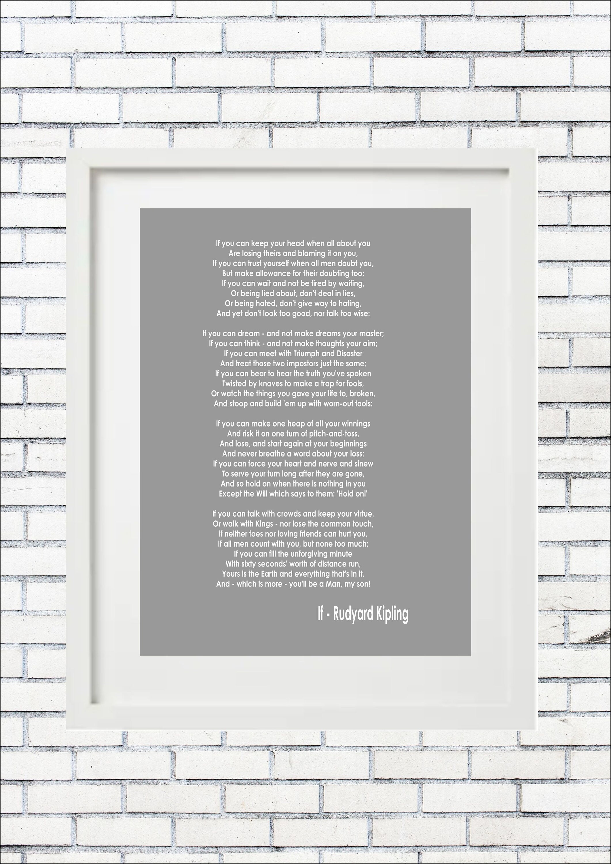 IF RUDYARD KIPLING Poetry Poem Quote Verse Quotes | Etsy