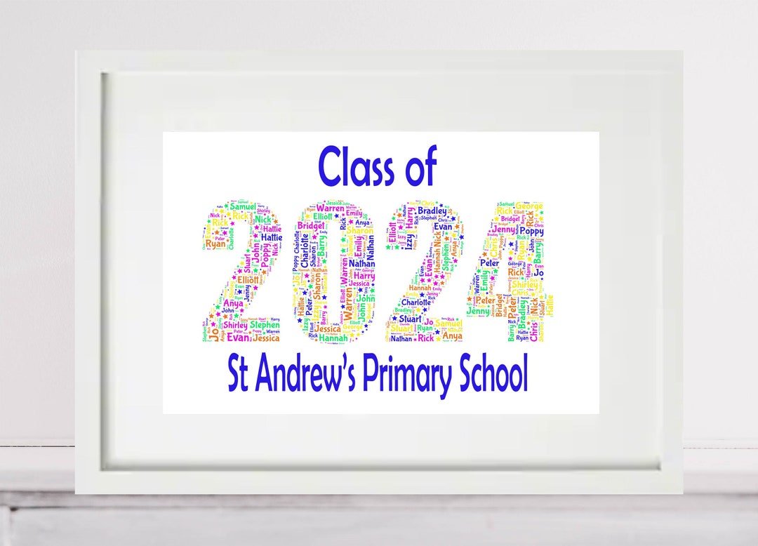 Personalised Class of 2024 Print Leavers Custom End of Year Student ...