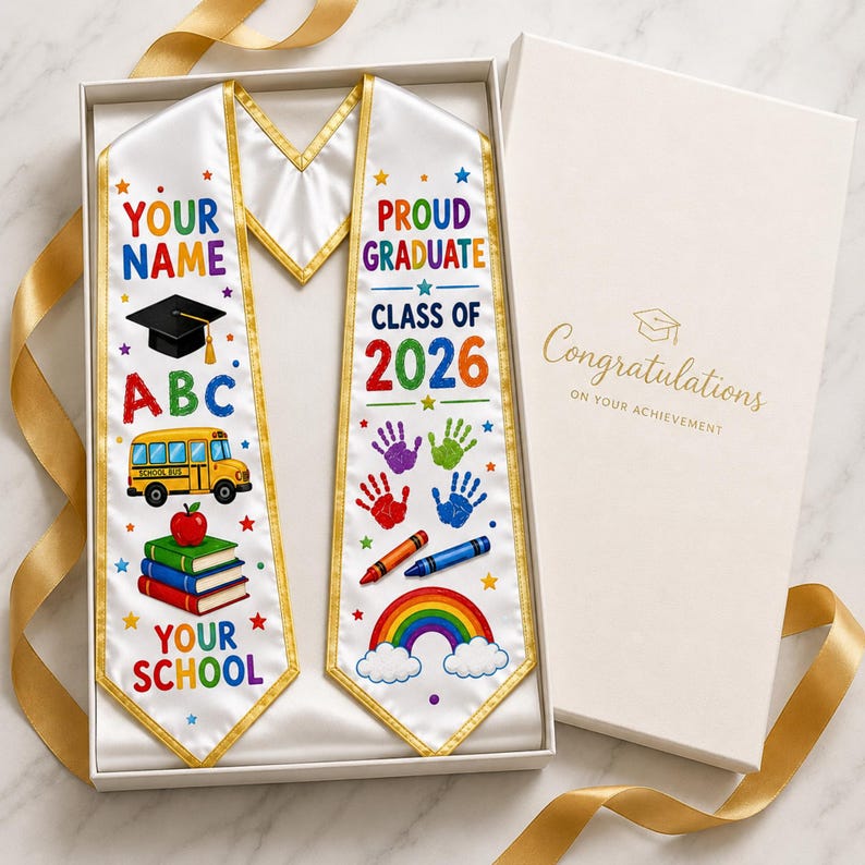 Personalized Preschool Graduation Stole 2026, Custom Name Sash, Proud ...