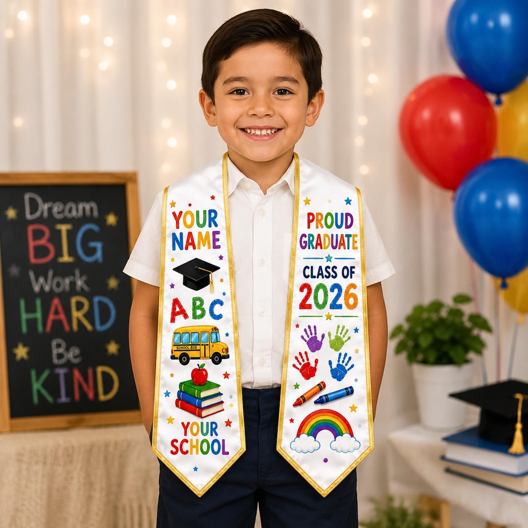 Personalized Preschool Graduation Stole 2026, Custom Name Sash, Proud ...