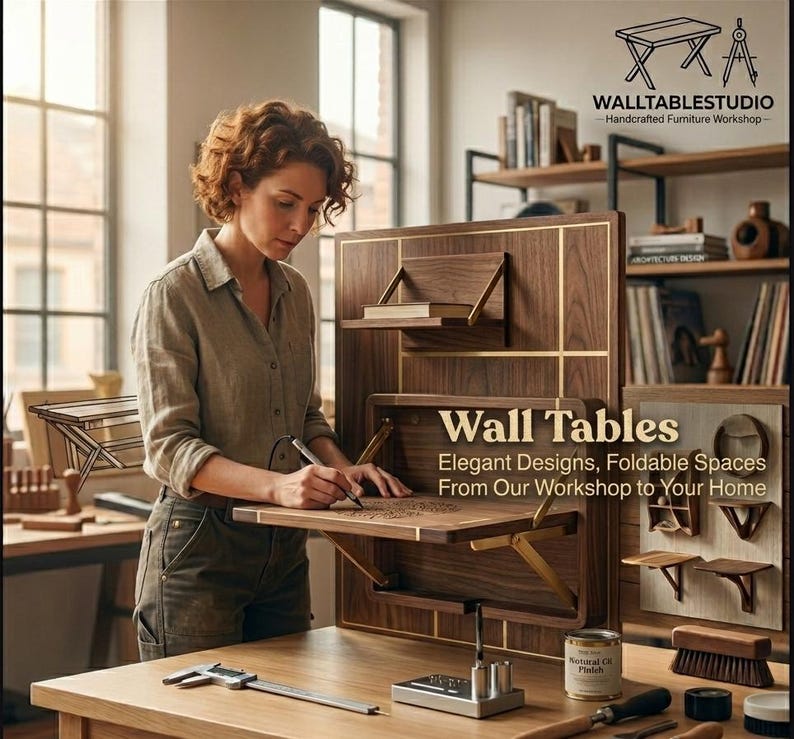 Wall Mounted Folding Desk With Shelves – Space Saving Fold Down Table ...