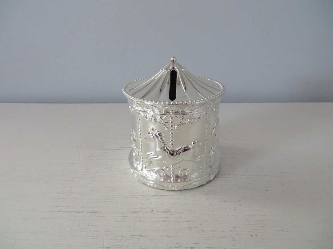 Vintage Silver Plated Carousel Coin Bank - Etsy