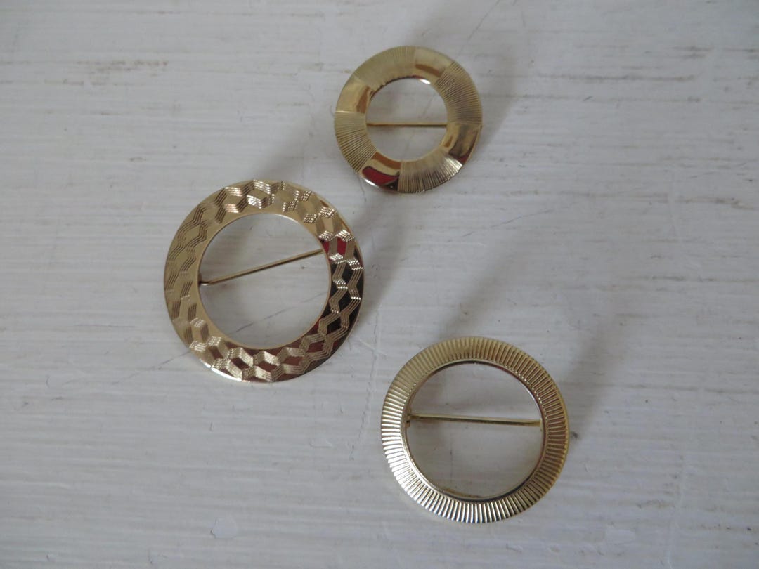 Vintage Trio of Circle Pins - 1960s Gold Filled Brooch - Scatter Pins ...