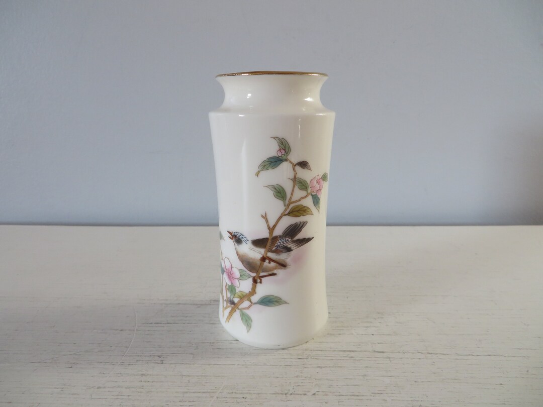 Vintage Yamaji Porcelain Bud Vase - Bird in a Cherry Blossom - Tajimi ...